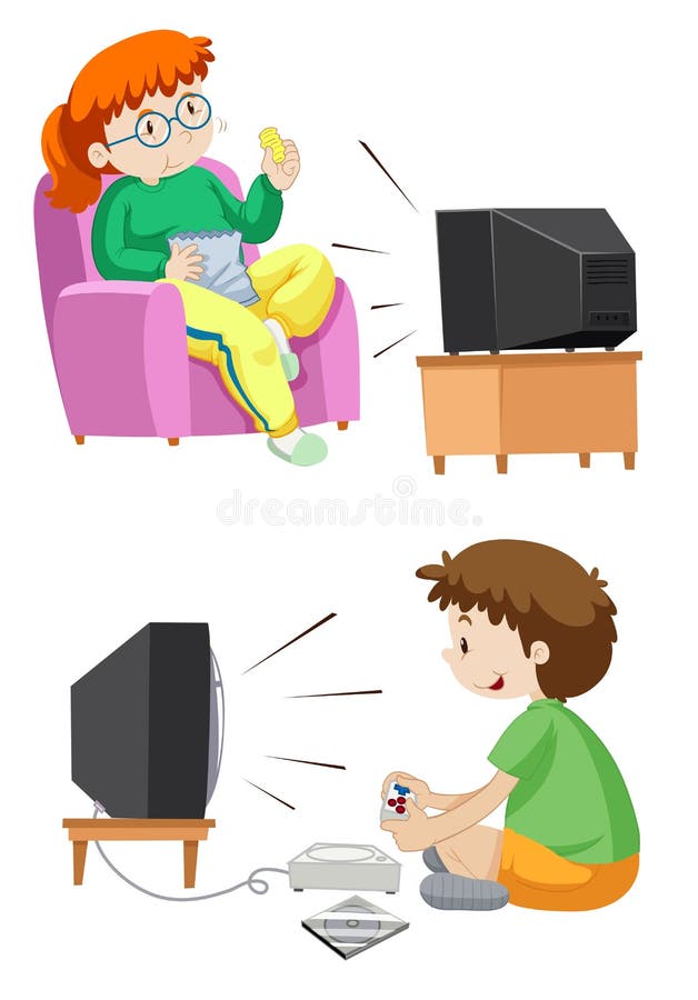 Boy Addicted To Playing Video Games Stock Vector - Illustration of ...