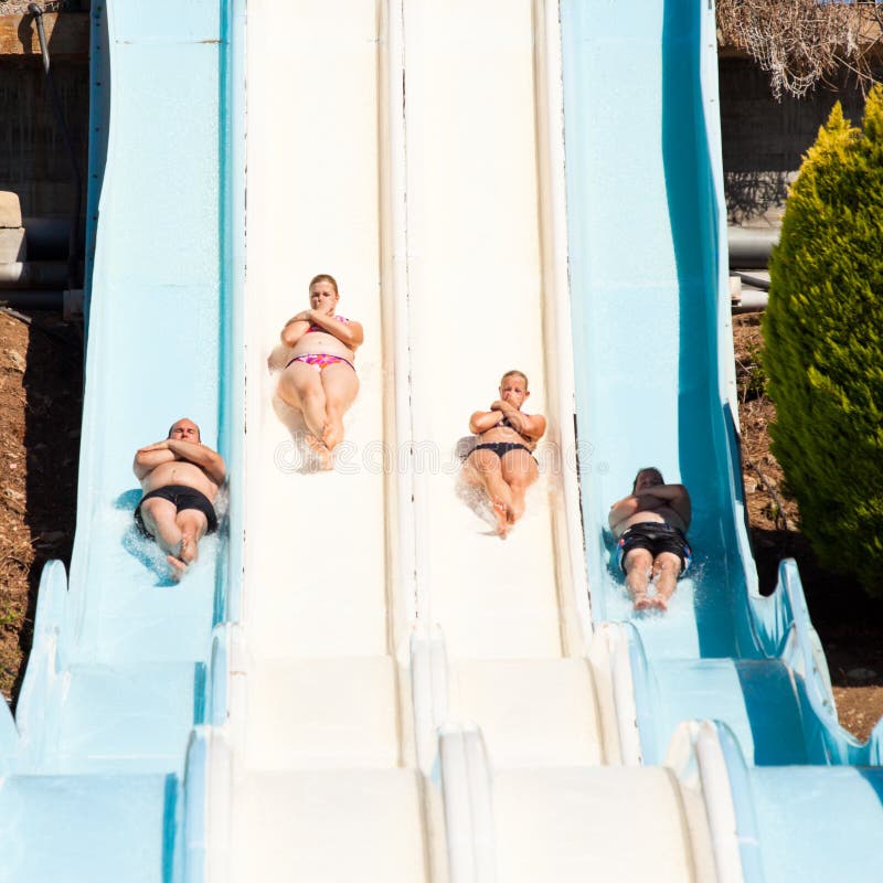 People Water Slide At Aqua Park Stock Image - Image of motion, energy ...