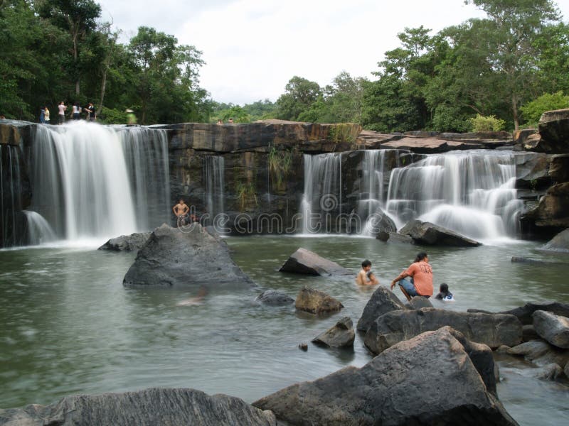 People at a Waterfall in Thailand Editorial Stock Photo - Image of ...
