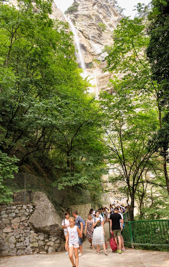 People at the waterfall editorial stock photo. Image of wildlife ...