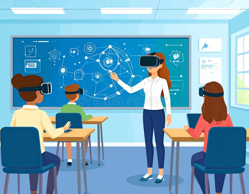 People Wearing AR Glasses in a Classroom Symbolizing Immersive Tech ...
