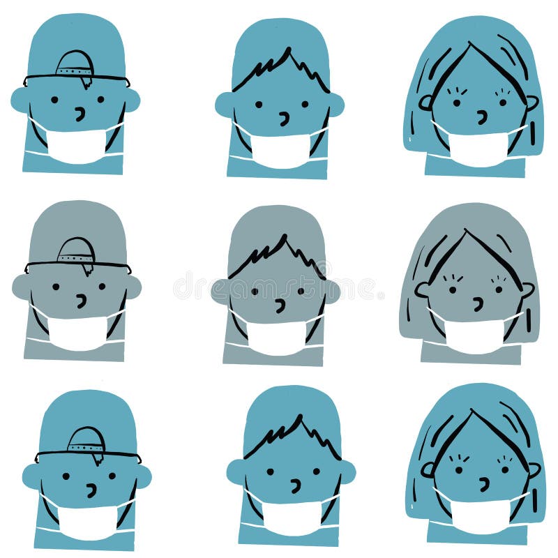 People Wearing Face Mask. Stylish Repeating Pattern Stock Illustration ...