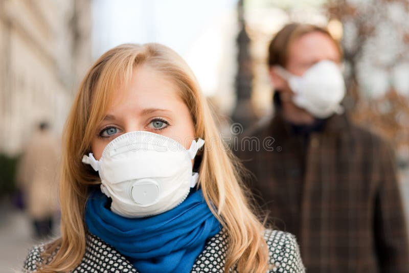 People Wearing Flu Protection Masks Stock Photo - Image of town ...