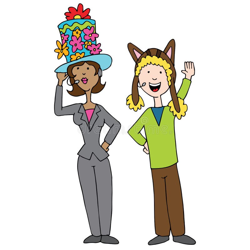 People Wearing Funny Hats stock vector. Illustration of cartoon - 64549744