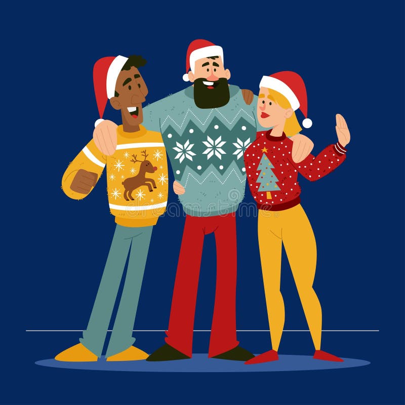 People Wearing Ugly Sweaters Vector Design Illustration Stock Vector ...