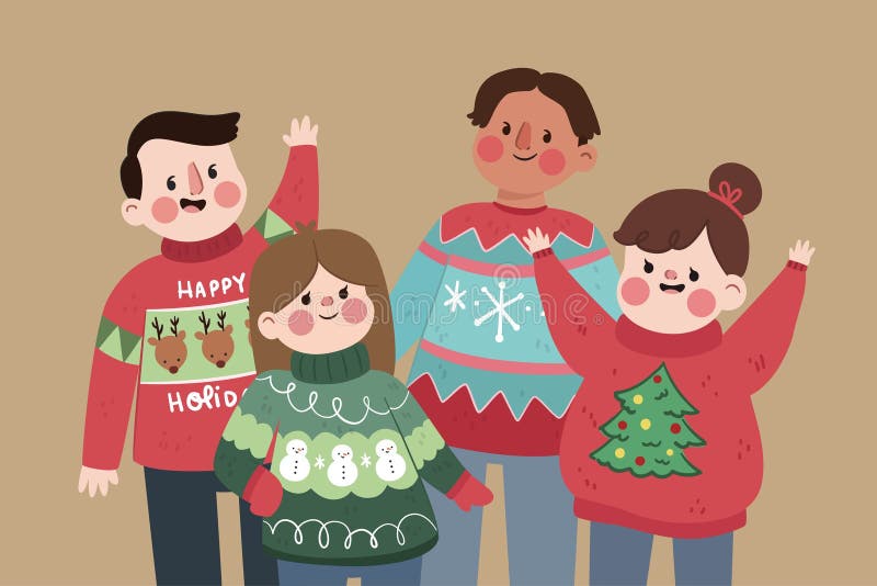 People Wearing Ugly Sweaters Vector Design Illustration Stock Vector ...