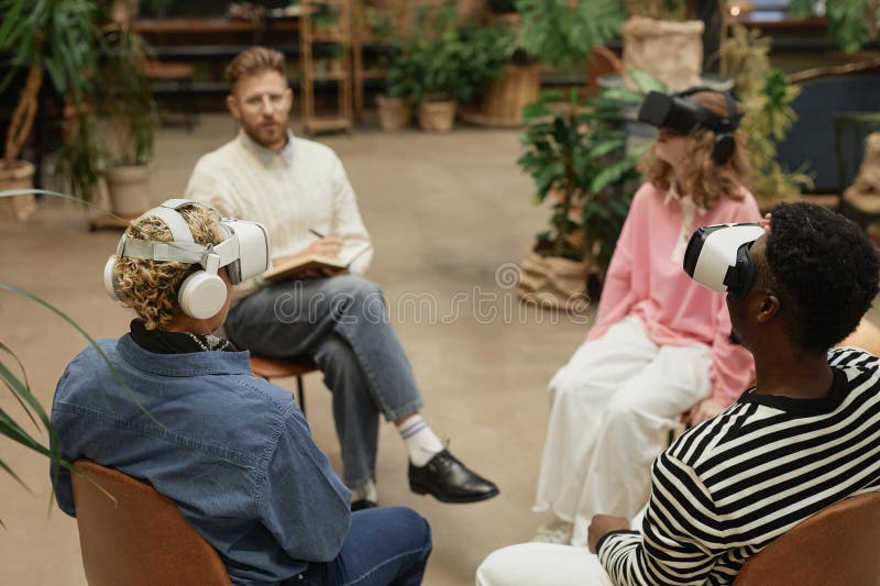 People Wearing VR Headsets during Therapy Session Stock Image - Image ...