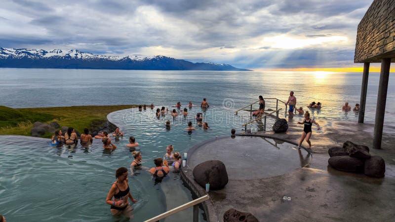 People on the Wellness Pool at Husavik on Iceland Editorial Photography ...