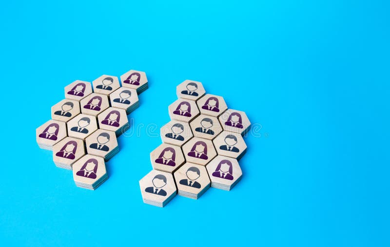 People Were Divided into Two Groups. Community Split. Division into Two ...