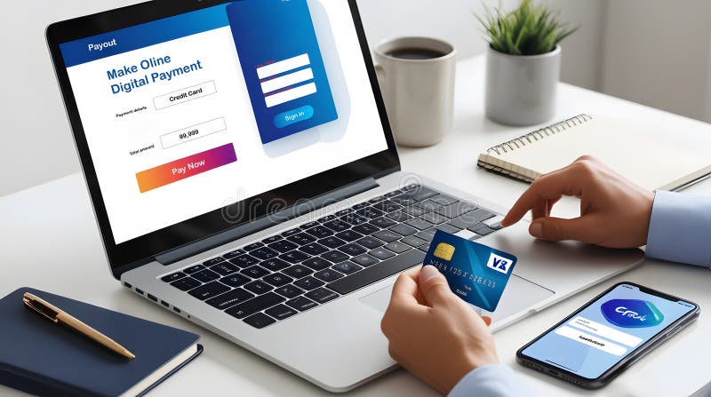 People Who Make Digital Payments Online Using a Laptop Laptop Screen ...