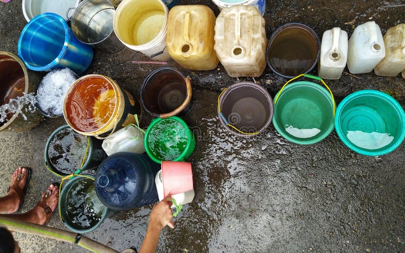 People Who Need Clean Water Get Water from Officers Stock Image - Image ...