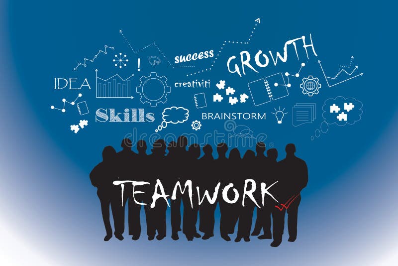 People Who Work in a Team Progress and Grow Stock Illustration ...