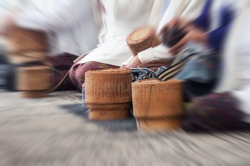 People with wicker baskets stock photo. Image of religious - 113536572
