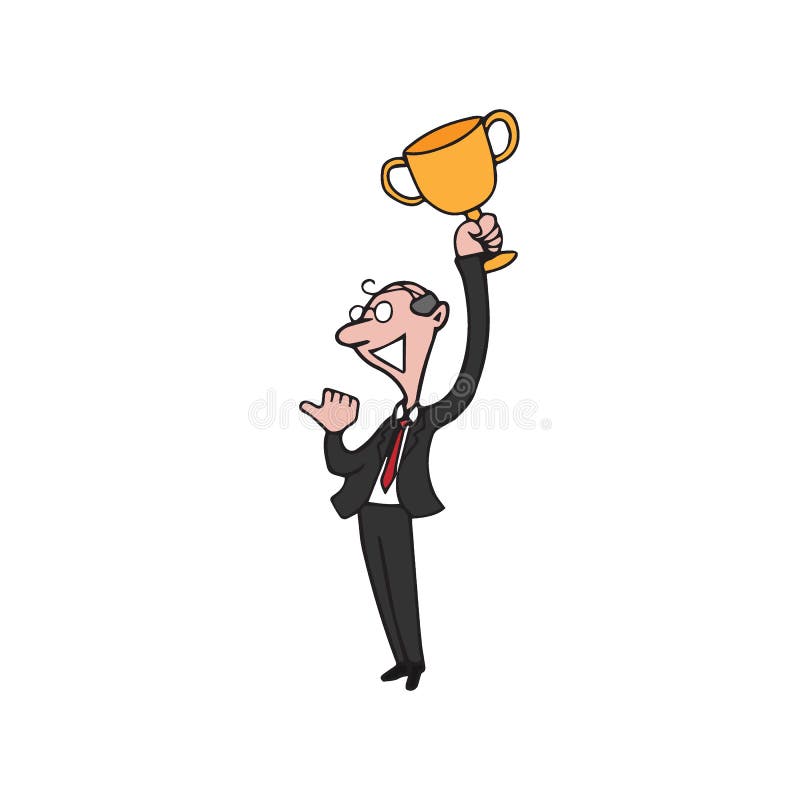 People Winner Trophy Old Man Stock Vector - Illustration of holding ...