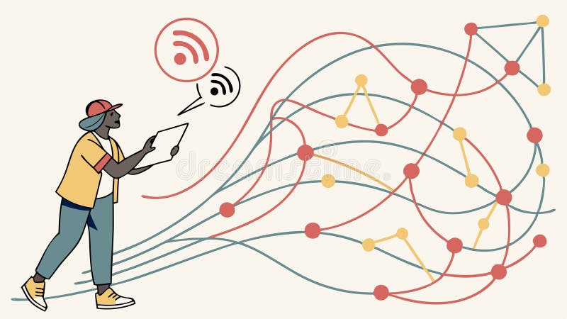 People with Wireless Network Abstract Connection Graphic, Vector Design ...