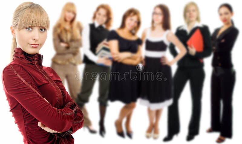 People Woman Group with Leader Stock Photo - Image of office, american ...