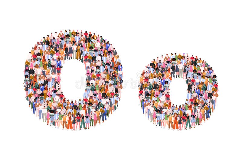 Large Group of People in Letter O Form. Stock Vector - Illustration of ...