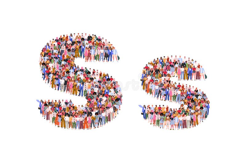 Large Group of People in Letter S Form. Stock Vector - Illustration of ...