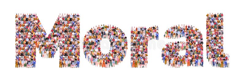 Large Group of People Forming Word Moral. Stock Vector - Illustration ...