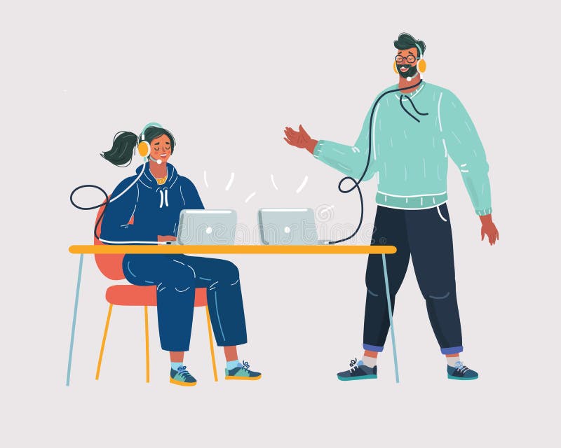 People Work and Calling Online Stock Vector - Illustration of desk ...