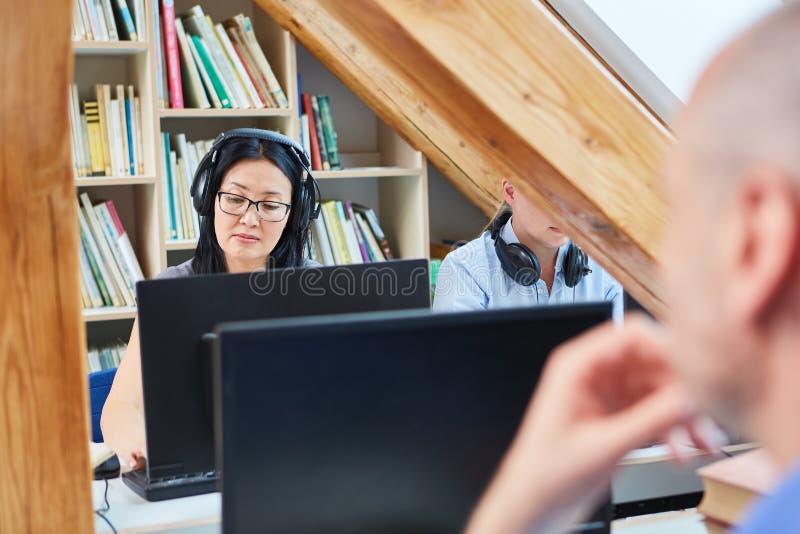 People Work at the Computer in the Coworking Office Stock Photo - Image ...