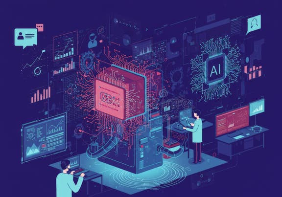 People Work Diligently on Computers As they Analyze Vast Amounts of Data Using Advanced ...