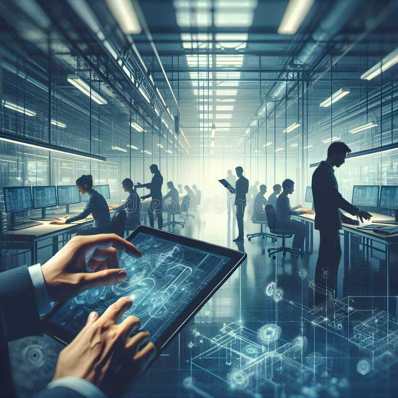 People Work in Business Laboratory, Team of People, Design Industry ...