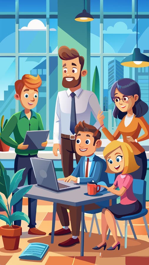 People Work in Office. Concept of Teamwork, Modern Workspace, Creative ...