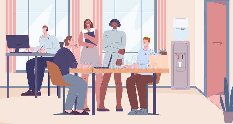 People at Work in Office, Talking with New Employee and Working. Cute ...