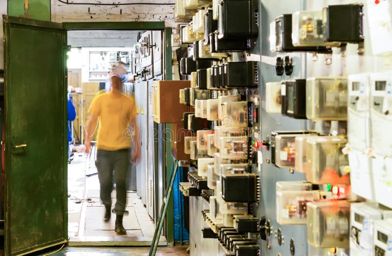 People Work in a Relay Room at a Power Plant Stock Image - Image of ...