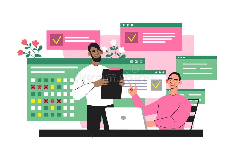 People with Work Schedule Vector Concept Stock Vector - Illustration of ...