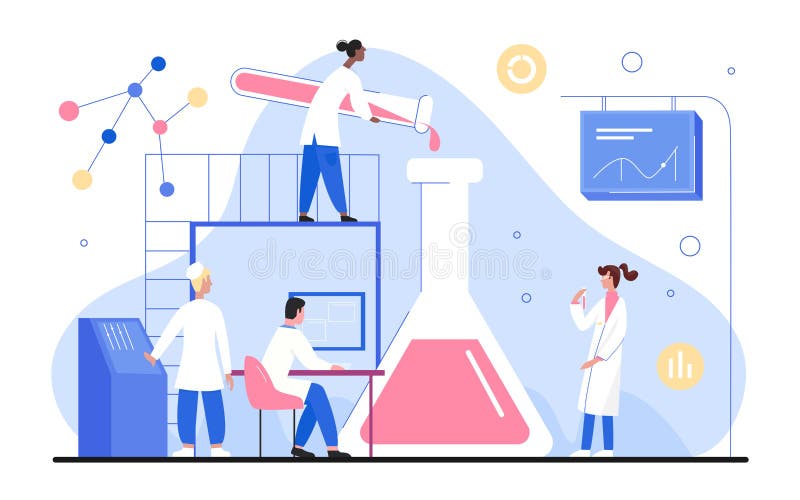 People Work in Science Laboratory Vector Illustration, Cartoon Flat ...