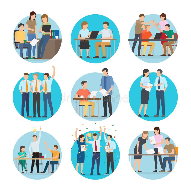Start Up People at Work Set Vector Illustration Stock Vector ...