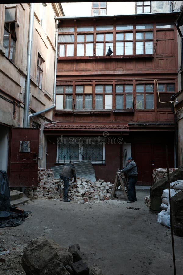 People Work. Street in the City of Lviv Ukraine 03.15.19 Editorial ...