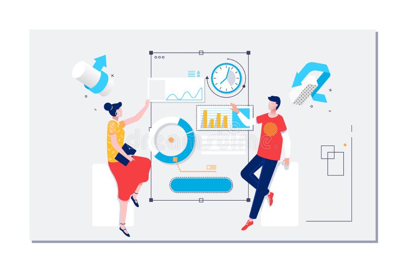 People Work in a Team and Interact with Graphs. Business, Workflow ...