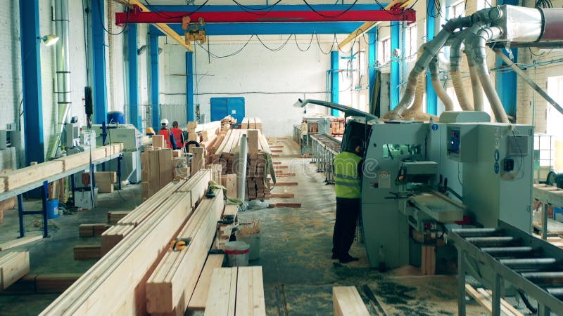 Woodworking Facility with Stacked Timber. Stock Video - Video of ...