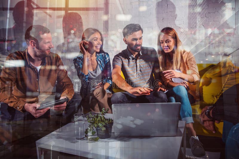 People Work Together in a Modern Office As Teamwork and Partner. Double ...