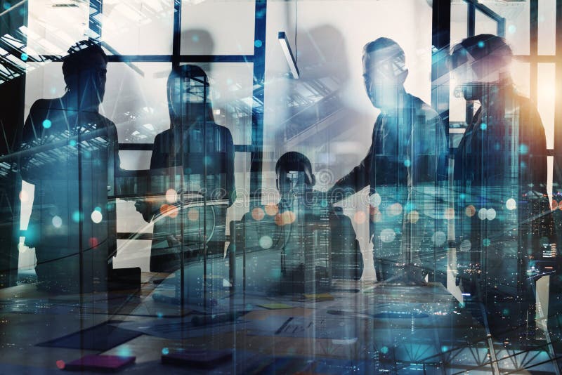 People Work Together in a Modern Office As Teamwork and Partner. Double ...