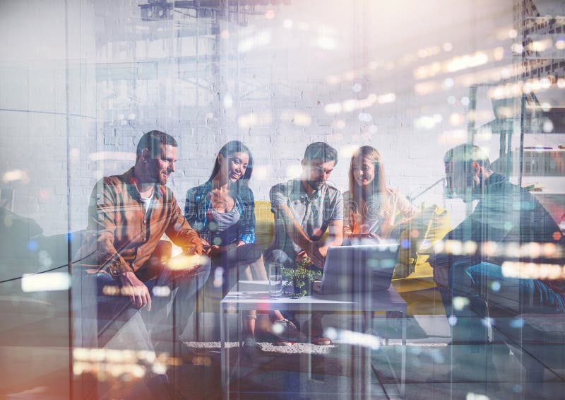 People Work Together in a Modern Office As Teamwork and Partner. Double ...