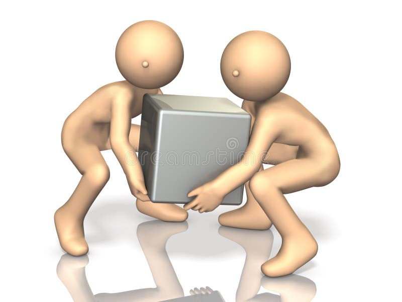 People Work Together To Carry the Heavy Problem. Stock Illustration ...