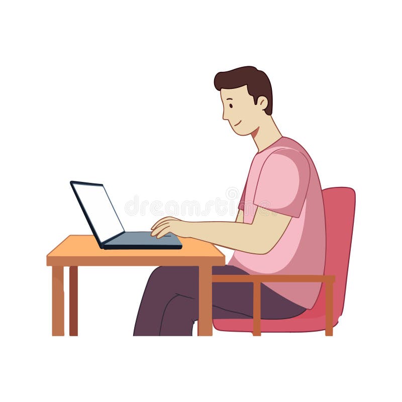 People Work Using on Computers, Laptops, Desktops Illustration Cartoon ...