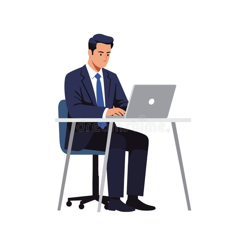 People Work Using on Computers, Laptops, Desktops Illustration Cartoon ...