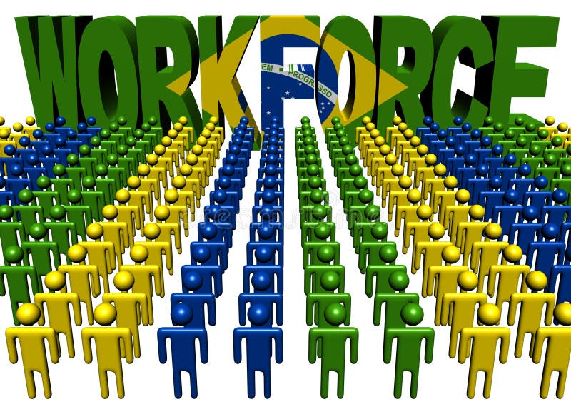 People with Workforce Brazilian Flag Text Stock Illustration ...