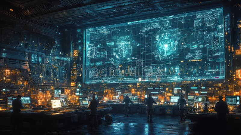 Futuristic Control Center stock illustration. Illustration of control ...