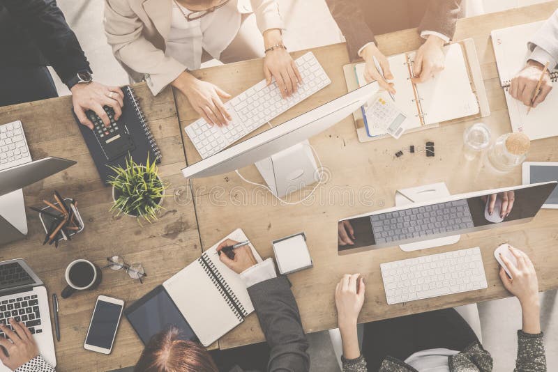 People Working Around a Table Stock Image - Image of organizarion ...