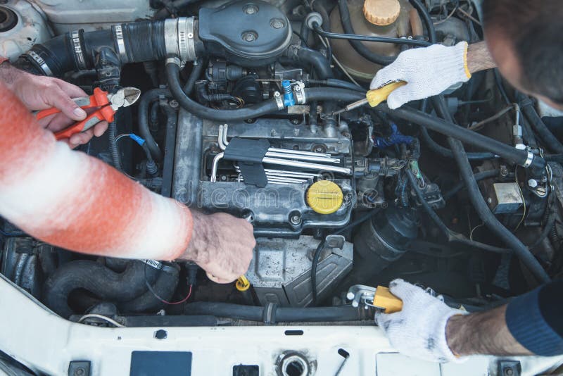 People Working in Auto Repair. Hands of Tools Stock Image - Image of ...