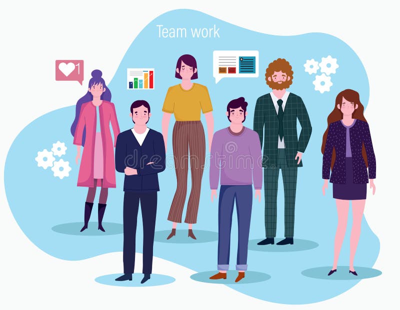 People Working Business Men and Women Chart Financial Network Stock ...