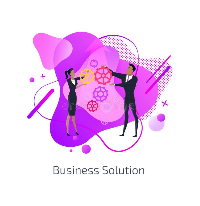 Business Solution - Mechanism of Shiny Metal Gears. 3D. Stock ...