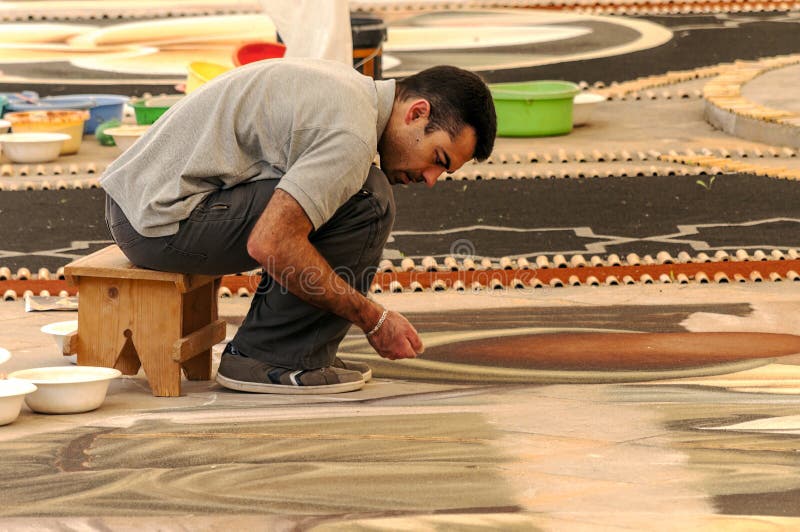 People Working in the Carpet of Sand Editorial Photo - Image of ...