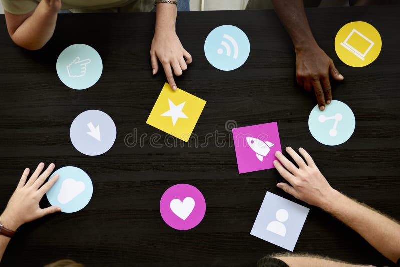 People Working Choosing Internet Connection Network Paper Sign Stock ...